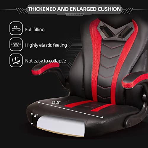 Ollega Video Game Chairs, Black Gamer Chairs for Adults, Computer Gaming Chairs for Teens, Racing Style Ergonomic Office Chair flip-up Arms and Lumbar Support, PU Leather Computer Chair 330 lbs