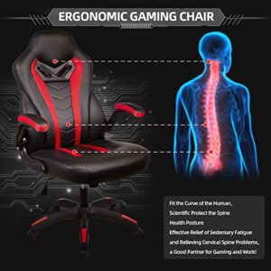 Ollega Video Game Chairs, Black Gamer Chairs for Adults, Computer Gaming Chairs for Teens, Racing Style Ergonomic Office Chair flip-up Arms and Lumbar Support, PU Leather Computer Chair 330 lbs