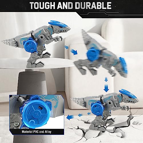 JONEG Transforming Robot Dinosaur Toys - Dinosaur Toys, 4-in-1 STEM Toy Dinosaur Transform to Robot Toys, 11 Shapes Transforming Toys for Kids, Birthday Gifts for Boys Girls Age 5 6 7 8 9 10 Year Old