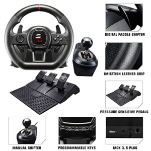 SUBSONIC Superdrive - GS650-X steering wheel with manual shifter, 3 pedals, and paddle shifters for Xbox Serie X/S, PS4, Xbox One (programmable for all games)