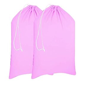 urban villa laundry bag canvas|dirty clothes travel laundry bag|machine washable|reusable college hostel hamper liner bag garments delicates drawstring closure 2 pack pink color|size 28x36 inches