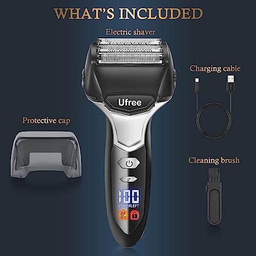 Ufree Electric Razor for Men, Waterproof 5-Blade Foil Shaver, 2 Speeds Electric Shavers for Men Face Shaving Machines with Pop-up Beard Trimmer, Gifts for Men, Rechargeable, Wet & Dry Shave