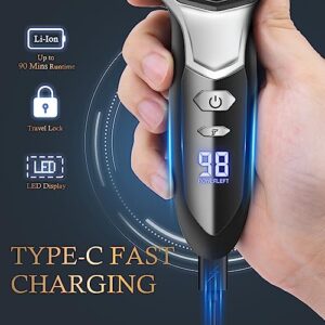 Ufree Electric Razor for Men, Waterproof 5-Blade Foil Shaver, 2 Speeds Electric Shavers for Men Face Shaving Machines with Pop-up Beard Trimmer, Gifts for Men, Rechargeable, Wet & Dry Shave