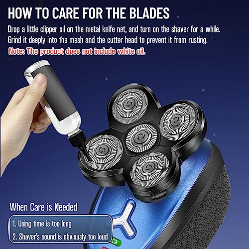 Head Shaver Replacement Heads, 5 Head Blades For Men, Men's Electric Shaver Replacement Heads Electric Razor Replacement Heads Shaver Replacement Blades for Bald Men and Face