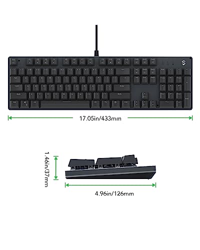 Black Shark Mechanical Gaming Keyboard Full 104-Keys All Metal Panel, LED RGB Backlit USB Wired Keyboard with Green Switch, Quiet Click Sound Mechanical Keyboard for Windows,Desktop,Computer,PC