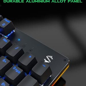 Black Shark Mechanical Gaming Keyboard Full 104-Keys All Metal Panel, LED RGB Backlit USB Wired Keyboard with Green Switch, Quiet Click Sound Mechanical Keyboard for Windows,Desktop,Computer,PC