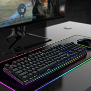 Black Shark Mechanical Gaming Keyboard Full 104-Keys All Metal Panel, LED RGB Backlit USB Wired Keyboard with Green Switch, Quiet Click Sound Mechanical Keyboard for Windows,Desktop,Computer,PC