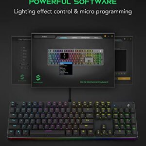 Black Shark Mechanical Gaming Keyboard Full 104-Keys All Metal Panel, LED RGB Backlit USB Wired Keyboard with Green Switch, Quiet Click Sound Mechanical Keyboard for Windows,Desktop,Computer,PC