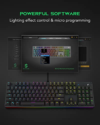 Black Shark Mechanical Gaming Keyboard Full 104-Keys All Metal Panel, LED RGB Backlit USB Wired Keyboard with Green Switch, Quiet Click Sound Mechanical Keyboard for Windows,Desktop,Computer,PC