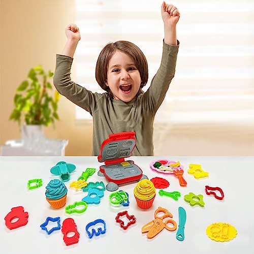 Dough Tools Set for Kids - 42PCS Playdough Toys Accessories with Stamps Cutter Scissor Rolling Pin and Storage Box, Party Favors Set for Age 2-8