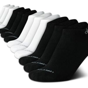 Calvin Klein Women's Athletic Socks - Lightweight Performance No Show Socks (12 Pack), Size Shoe Size: 4-10, White/Black