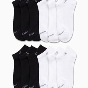 Calvin Klein Women's Athletic Socks - Lightweight Performance No Show Socks (12 Pack), Size Shoe Size: 4-10, White/Black