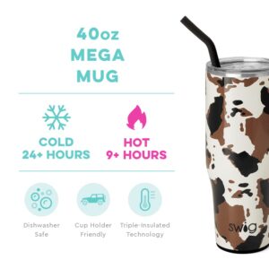 Swig Life 40oz Mega Mug | 40 oz Tumbler with Handle and Straw, Cup Holder Friendly, Dishwasher Safe, Extra Large Insulated Tumbler, Stainless Steel Travel Mugs for Hot and Cold Drinks (Hayride)