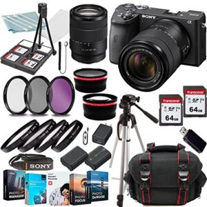 sony a6600 mirrorless camera (ilce6600/b) e 18-135mm f/3.5-5.6 oss lens+case+128 gig memory cards+commander starter kit(17pc) bundle