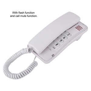 Landline Telephone Home Phone Wall Mount Telephone Cord Telephone, with FlashCall Mute Function, for Home Hotel Family Office (White)