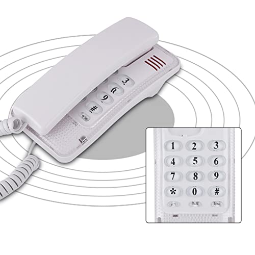 Landline Telephone Home Phone Wall Mount Telephone Cord Telephone, with FlashCall Mute Function, for Home Hotel Family Office (White)