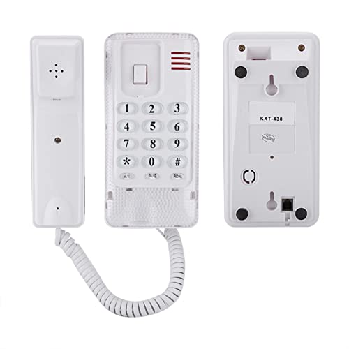 Landline Telephone Home Phone Wall Mount Telephone Cord Telephone, with FlashCall Mute Function, for Home Hotel Family Office (White)