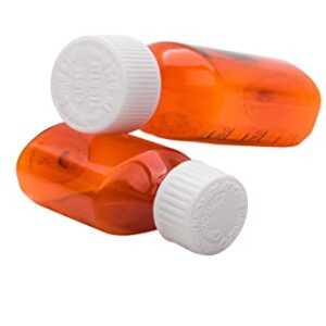 AVG Packaging Supplies 3 OZ Vials- 50 PCS CAP INCLUDED Liquid Amber Oval Sample Bottle Pharmacy Oval Push Down and Turn Child Resistant - Prescription Medicine Container (3 OZ) (50)