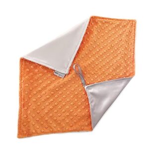 meg original satin and minky dot baby security blanket lovey with loop (silver/orange)