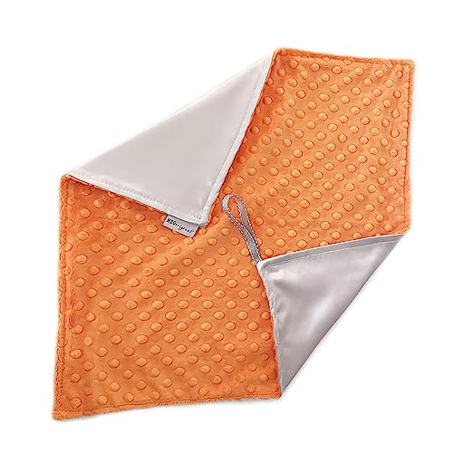 MEG ORIGINAL Satin and Minky Dot Baby Security Blanket Lovey with Loop (Silver/Orange)