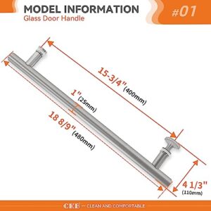 CKB 15 3/4" Glass Door Handle, Glass Door Pull Handle Compatible with 1/4" to 1/2" Glass Thickness, Brushed Nickel with 304 Stainless Steel