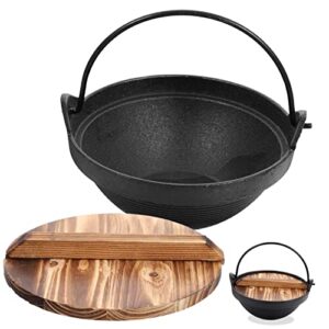 upkoch 1 set pot outdoor cookware japanese style pot iron stock pot nabemono hot pot hanging stewpan for hone non-stick pot outdoor saucepan grey korean wood non stick pan cast iron pot