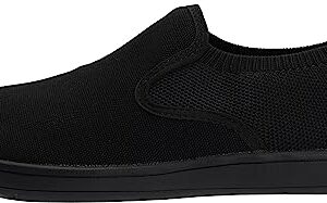 WHITIN Wide Toe Box Barefoot Sneakers for Men Slip on Fashion Canvas Minimalist Shoes Zero Drop Sole Size 9.5 Width 10W Casual Walking All Black 43