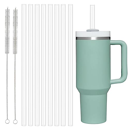 8Pcs Replacement Straws for Stanley Cup,Reusable Plastic Straws with 2pcs Cleaning Brush,Clear Straw Stanley Cup Accessories for 40 oz 30 oz Cup Tumbler