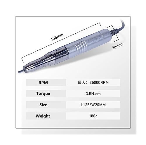 Nail Drill-Nail Drills for Acrylic Nails Professional-High Speed, Low Heat, Low Noise, Low Vibration - Metal Housing Long Service Life-Portable Professional Nail Drill-for Nail Salon Home