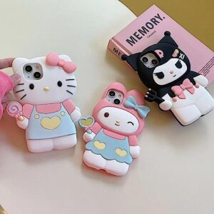 Danzel Compatible with iPhone 14 Pro Case 6.1", Cute Kawaii Cartoon 3D Soft Silicone Anime Funny Cool Weird Ugly Character Full Protective Shockproof Phone Case Cover for Kids Girl (Black)