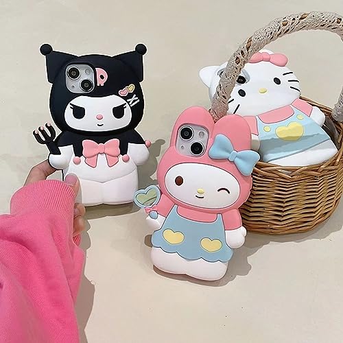 Danzel Compatible with iPhone 14 Pro Case 6.1", Cute Kawaii Cartoon 3D Soft Silicone Anime Funny Cool Weird Ugly Character Full Protective Shockproof Phone Case Cover for Kids Girl (Black)