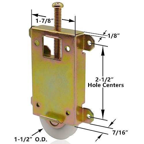 Sliding Mirror Closet Door Rollers Replacement Hardware Fits Contractors Part #W8020C or Hard 1775 Wardrobe Doors Wheels, 1-1/2" Durable POM Concaved Ball Bearing Wheel, 4 Pack