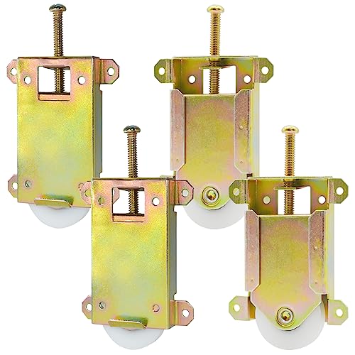 Sliding Mirror Closet Door Rollers Replacement Hardware Fits Contractors Part #W8020C or Hard 1775 Wardrobe Doors Wheels, 1-1/2" Durable POM Concaved Ball Bearing Wheel, 4 Pack