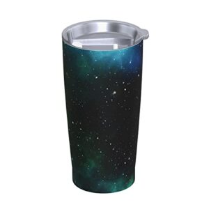 QQLADY 20oz Travel Coffee Mug Galaxy Green Insulated Tumbler with Lid And Straws Reusable Stainless Steel Water Bottle Travel Coffee Cups Tumbler For Women Men