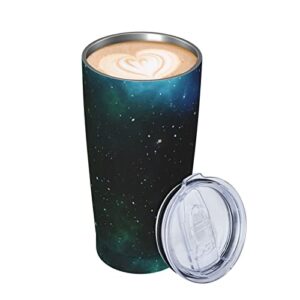 QQLADY 20oz Travel Coffee Mug Galaxy Green Insulated Tumbler with Lid And Straws Reusable Stainless Steel Water Bottle Travel Coffee Cups Tumbler For Women Men