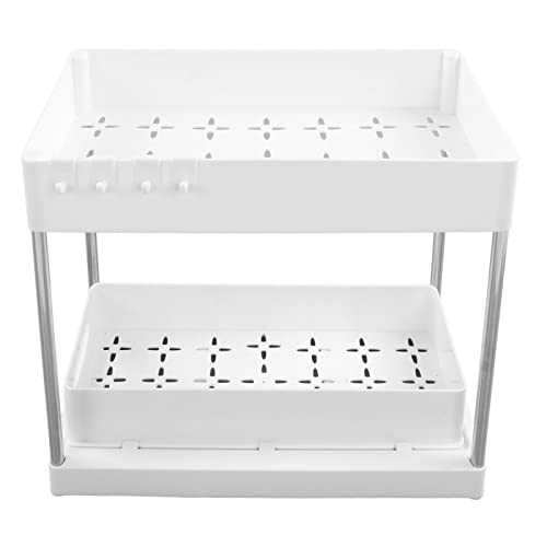 Under Sink Organizers, Large Capacity Slide Out Design Under the Sink Organizer, Easy Assembly Under Sink Storage, for Bathrooms, Kitchens, Closets(White)