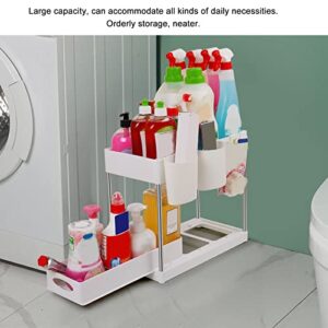 Under Sink Organizers, Large Capacity Slide Out Design Under the Sink Organizer, Easy Assembly Under Sink Storage, for Bathrooms, Kitchens, Closets(White)