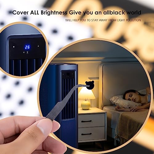 Breliter Light Blocking Stickers - 144PCS Light Blackout Covers with Tweezers for Electronics Light Dimming for Routers, Monitors and Electrical Appliances, Block 95%-100% of LED Lights (Blackout)