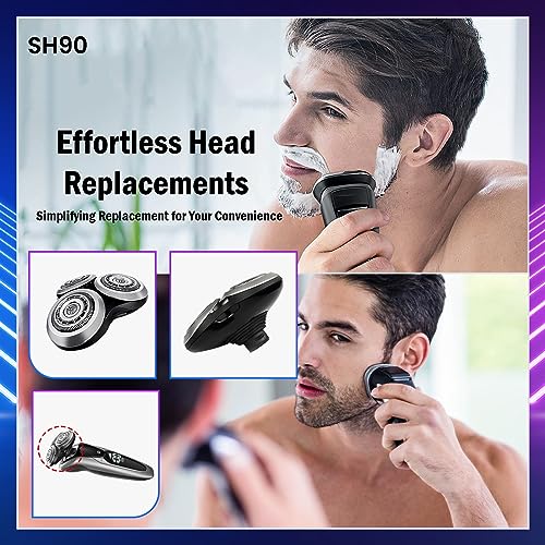 SH90 Replacement Heads for Philips Norelco Shaver Series 9000-SH90 Philips Norelco Shaver Heads, Norelco Shavers for Men 9000 Series, Philips Norelco Shaver 9000, Norelco Replacement Heads 9000 Series