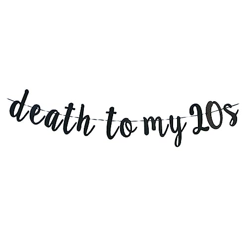 Death to My 20s Banner -Funny 30th Birthday Decorations for Her or Him, Black Dirty 30 Birthday Sign, Happy 30th Birthday Party props