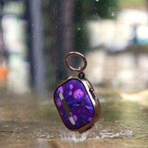 GuarzFun for AirPod 3 case with Lock, AirPods 3rd case for Women Men, Flower Hard case with Keychain (Purple Butterfly)