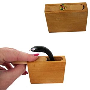 surprise snake bite in wooden box gag gift practical joke prank toy scare trick