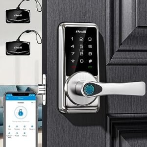 Smart Door Lock for Front Door, Zowill 7-in-1 Fingerprint Deadbolt with App Control, Keyless Entry Door Lock with Handle, Biometric, Auto Lock, Easy Installation, for Home, Office and Airbnb