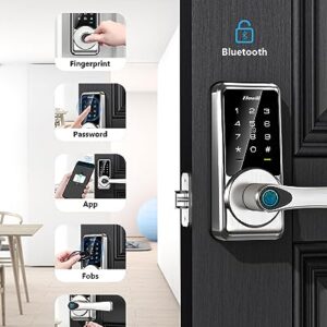 Smart Door Lock for Front Door, Zowill 7-in-1 Fingerprint Deadbolt with App Control, Keyless Entry Door Lock with Handle, Biometric, Auto Lock, Easy Installation, for Home, Office and Airbnb