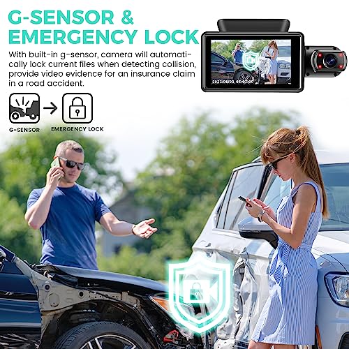 Dash Cam, Dash Camera Front and Inside, 1080P Full HD Dashboard Camera, 3'' Car Monitor with 32G SD Card, Passenger and Baby HD Car Dash Camera, Night Vision, G-Sensor, Essential Vehicle Accessories