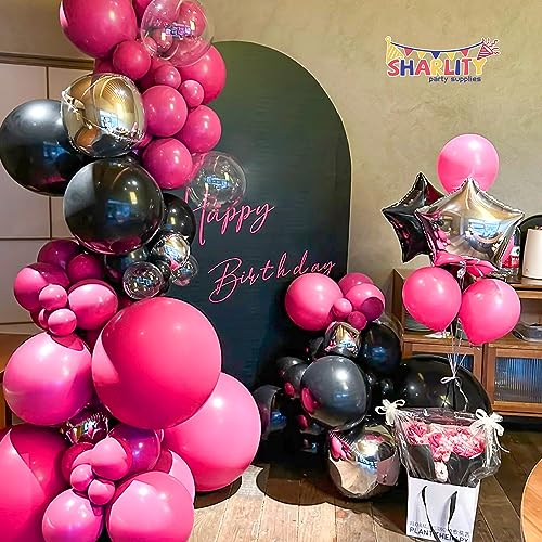 Sharlity Pink Balloons, 100 Pcs Hot Pink Balloons 12 Inch Pink Latex Balloons for Baby Shower Birthday Valentine's Day Anniversary Party Decorations