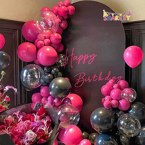 Sharlity Pink Balloons, 100 Pcs Hot Pink Balloons 12 Inch Pink Latex Balloons for Baby Shower Birthday Valentine's Day Anniversary Party Decorations