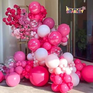 Sharlity Pink Balloons, 100 Pcs Hot Pink Balloons 12 Inch Pink Latex Balloons for Baby Shower Birthday Valentine's Day Anniversary Party Decorations