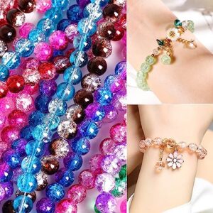 720pcs Glass Beads for Jewelry Making, 24 Color 8mm Crystal Crackle Glass Beads for Bracelets Making Gemstone Loose Spacer Beads for DIY Craft Friendship Necklace Earring Jewelry Making (8mm Crackle)