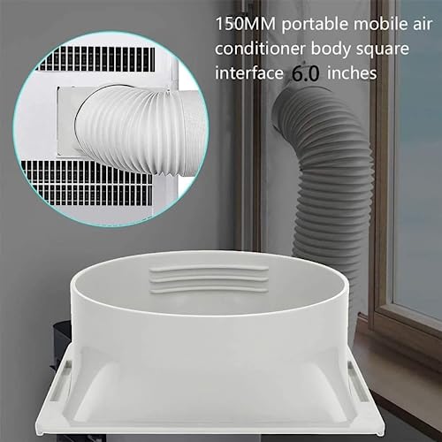 Portable Air Conditioner Exhaust Hose Coupler - 5.9 inch/6 inch AC Hose Coupler Extension, Portable Window Adapter A/C Unit Tube Connector Mobile air Conditioning Accessories (Square to Round)